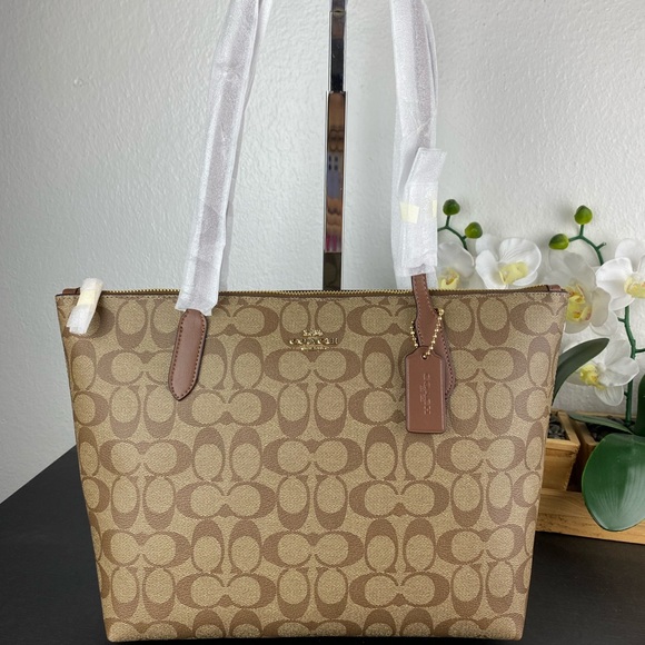Coach | Bags | Coach Zip Top Tote In Signature Canvas | Poshmark